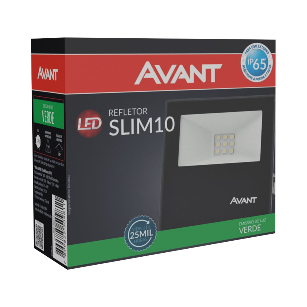 Refletor Led Verde Slim 10W Bivolt Avant