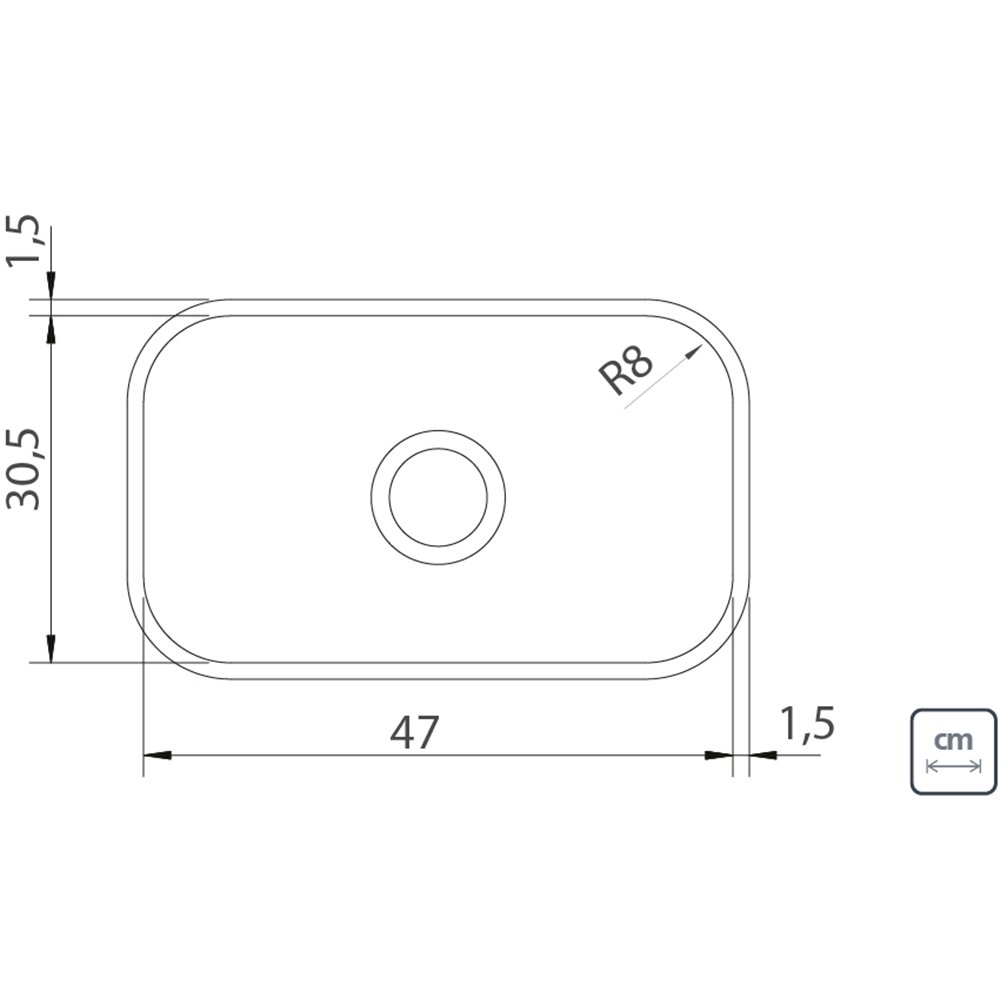 Cuba de Embutir Retangular Basic em Inox 47 x 30 x 14,5cm Tramontina