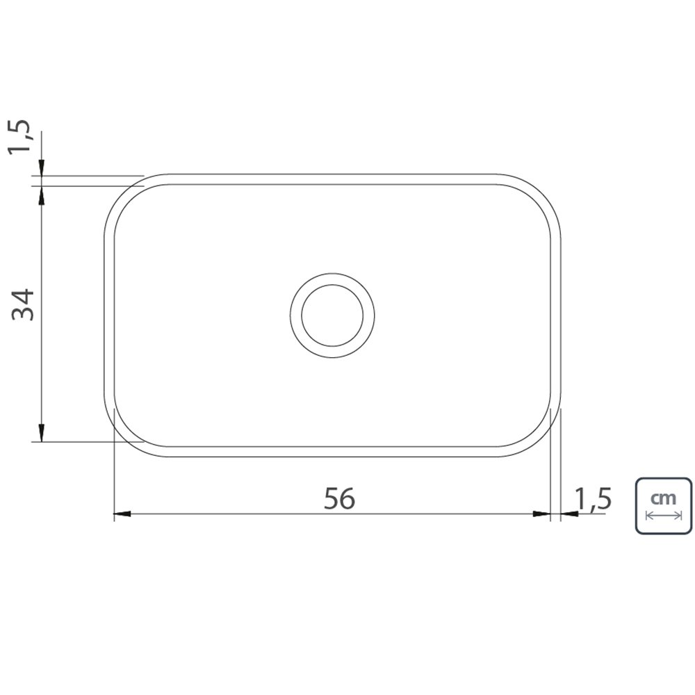 Cuba de Embutir Retangular Basic em Inox 56 x 34 x 14,5cm Tramontina
