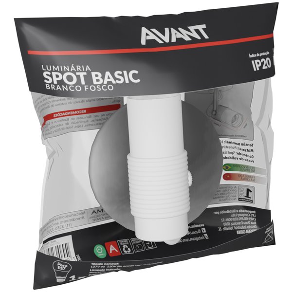 Luminária Spot Basic Branco Fosco de Sobrepor 1 x E27 Avant