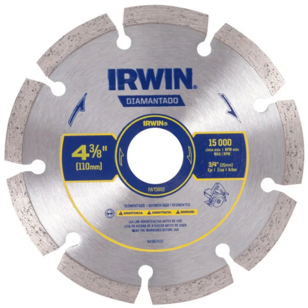 Disco de Corte Diamantado Segmentado 110mm x 20mm Irwin