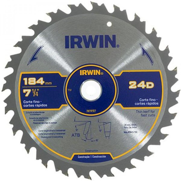 Lâmina de Serra Circular 7.1/4" 24D x 184mm x 20mm Irwin