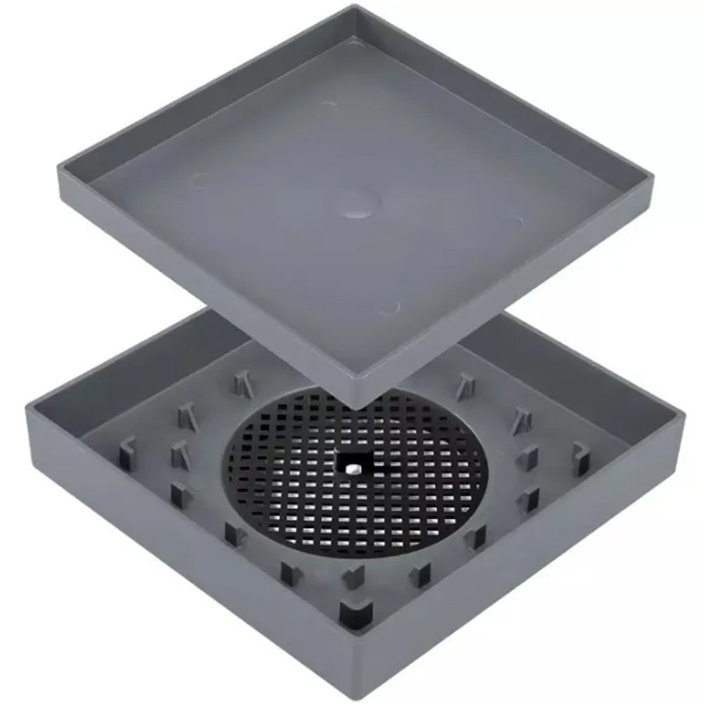 Ralo Oculto Sifonado Cinza 150 x 150mm Rebouças