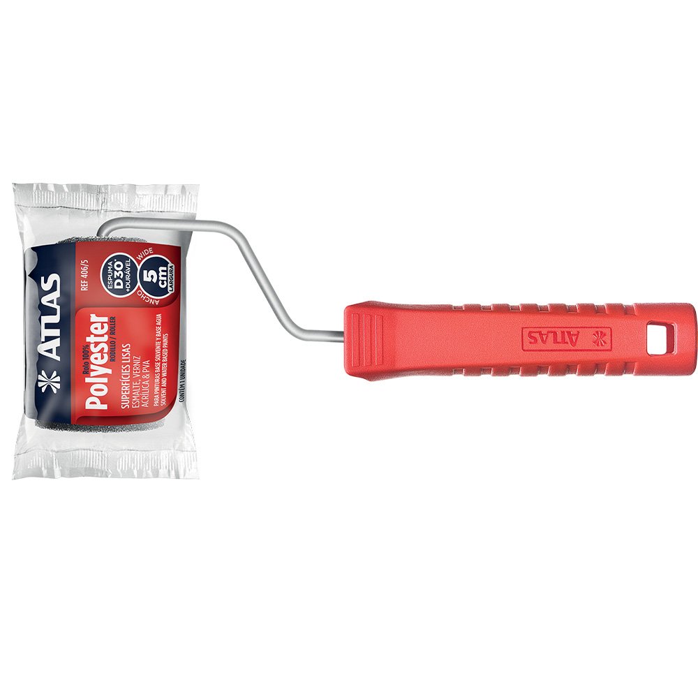 Rolo de Espuma Cinza de 05 cm com Cabo Modelo 406 Caixa com 48 unidades ...