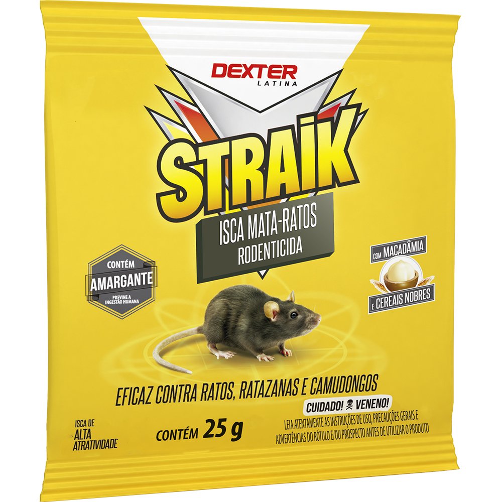 Raticida Isca Mata Ratos Straik Caixa Display com 40 Pacotes de 25g Dexter